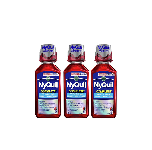 Vicks NyQuil Cold and Flu Complete Berry Liquid , 3 x 354 mL | Comfort.to